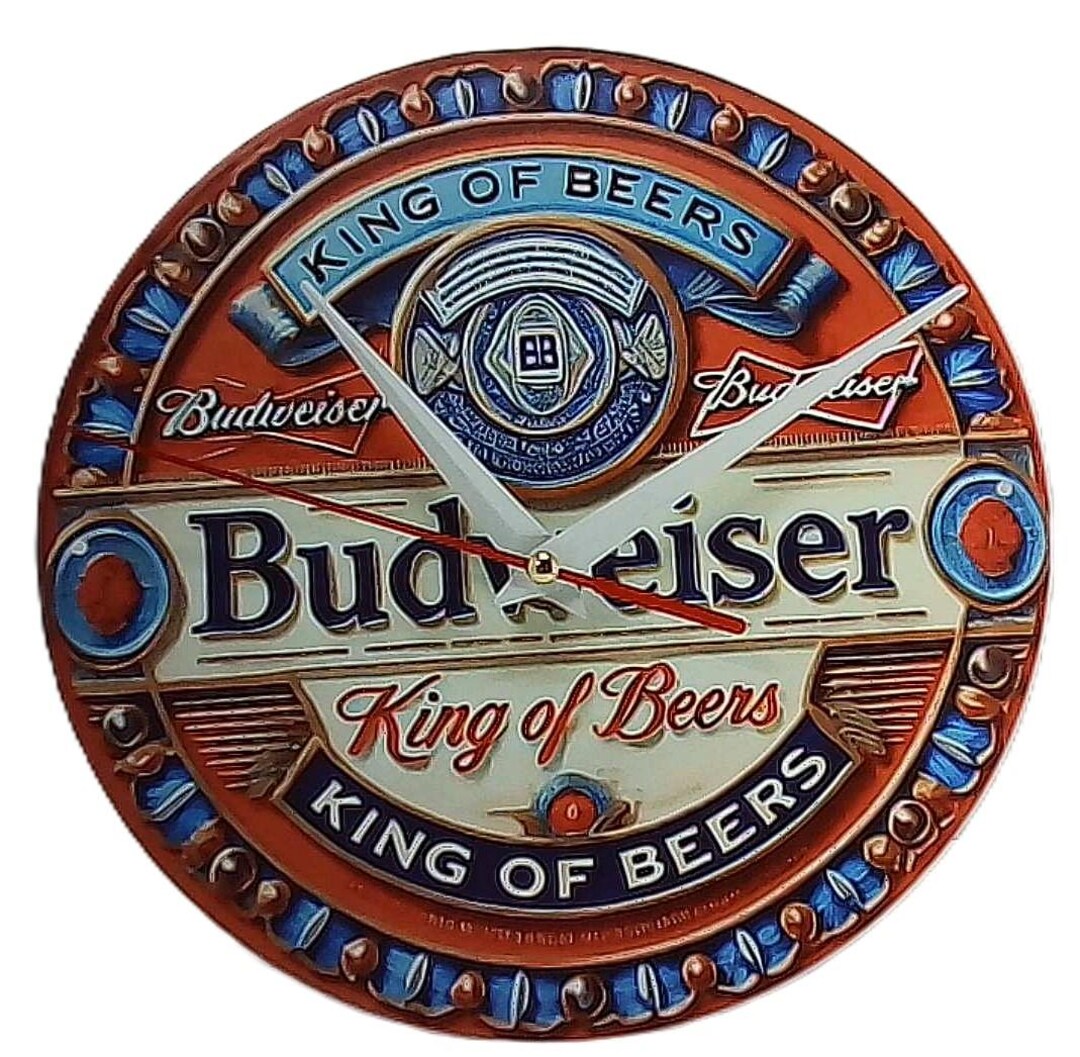 Handmade Budweiser Round Decorative Wall Hanging Metal Sign Clock, Wall ...