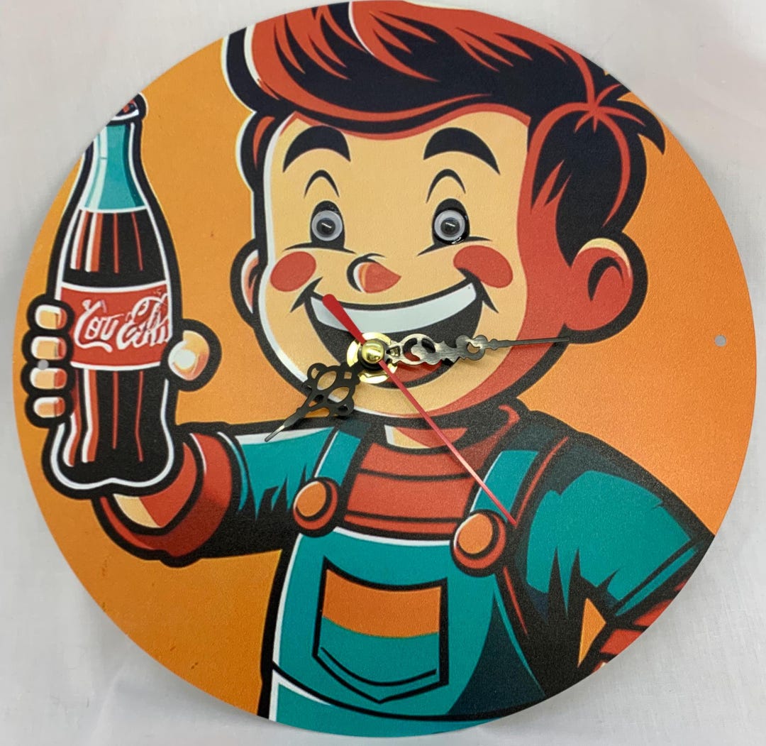 Cola Boy Round Sign Clock. Home and Man Cave Décor. Wall Art Decoration ...