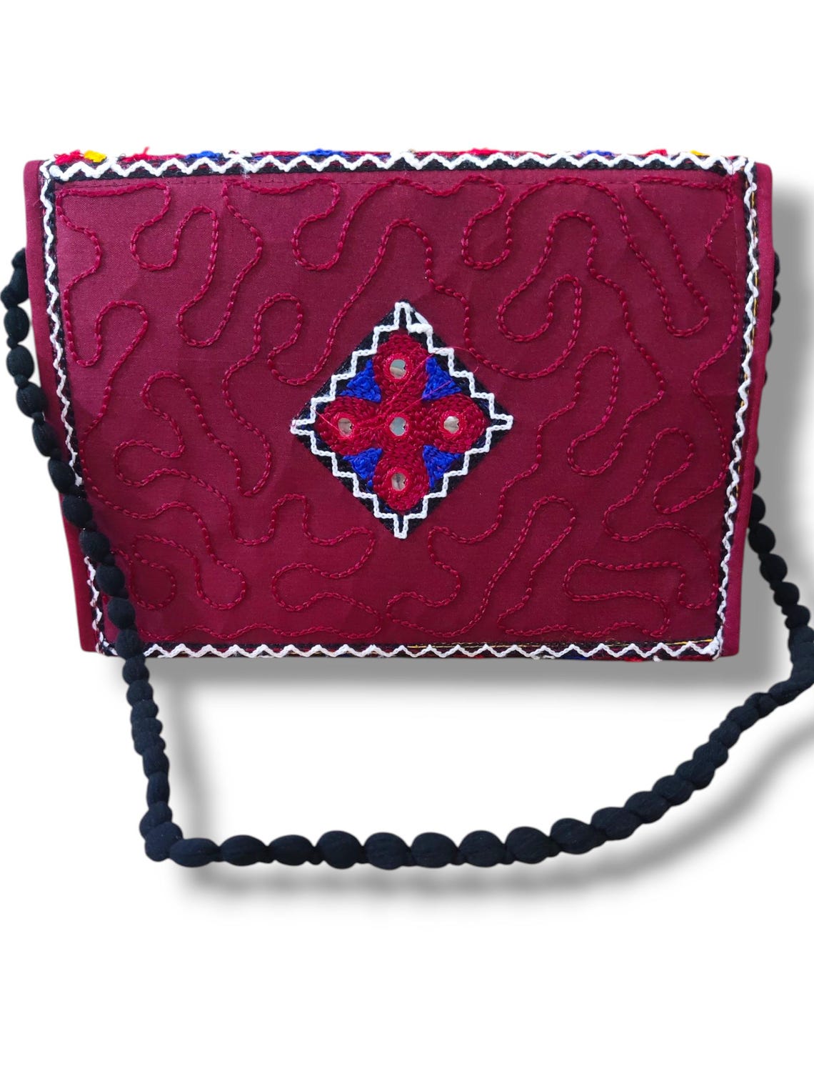 Sindhi Embroidered Clutch Bag: Handmade Mirror Work, Boho Crossbody - Etsy