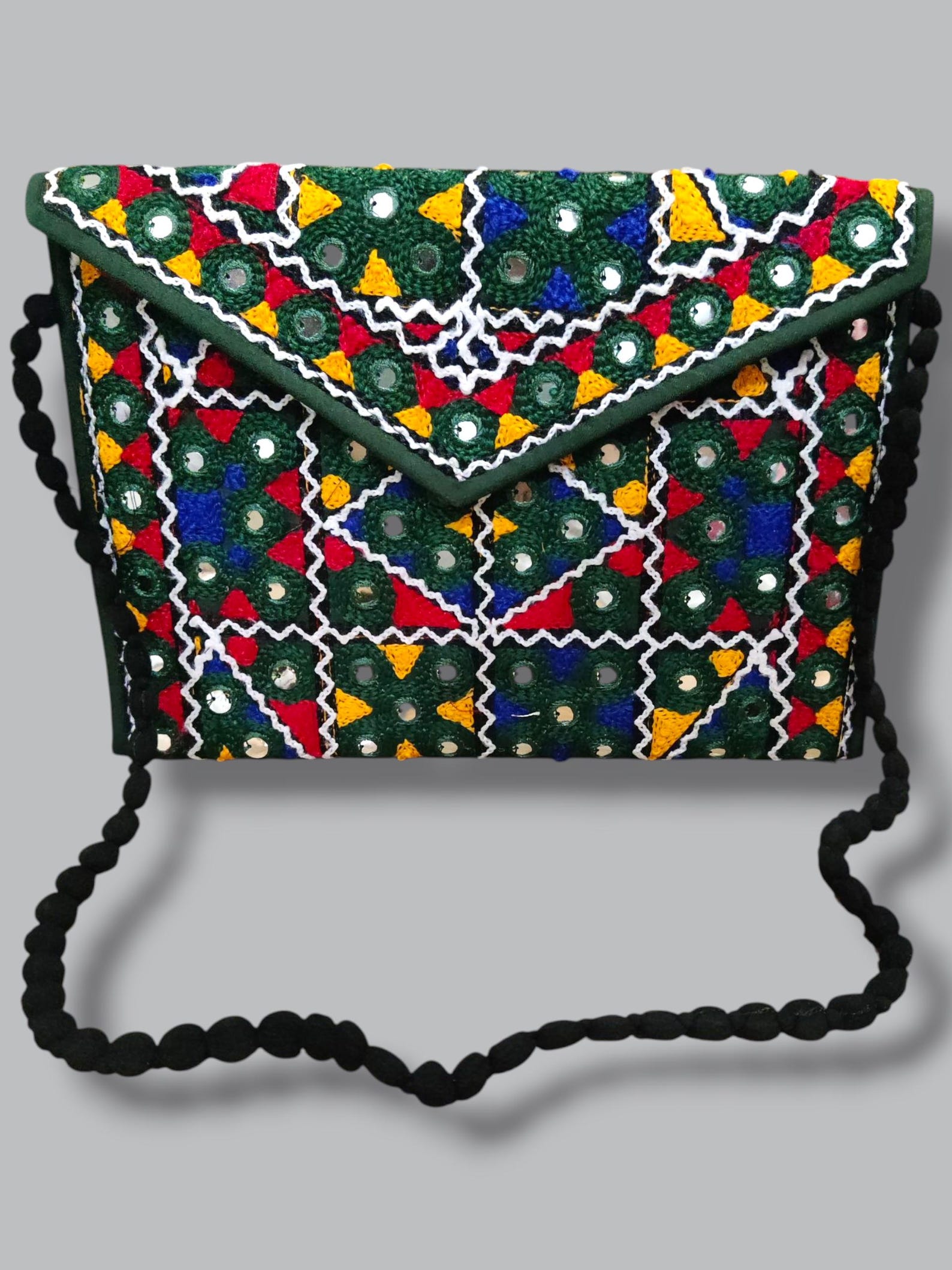 Sindhi Embroidered Clutch Bag: Handmade Mirror Work, Boho Crossbody - Etsy