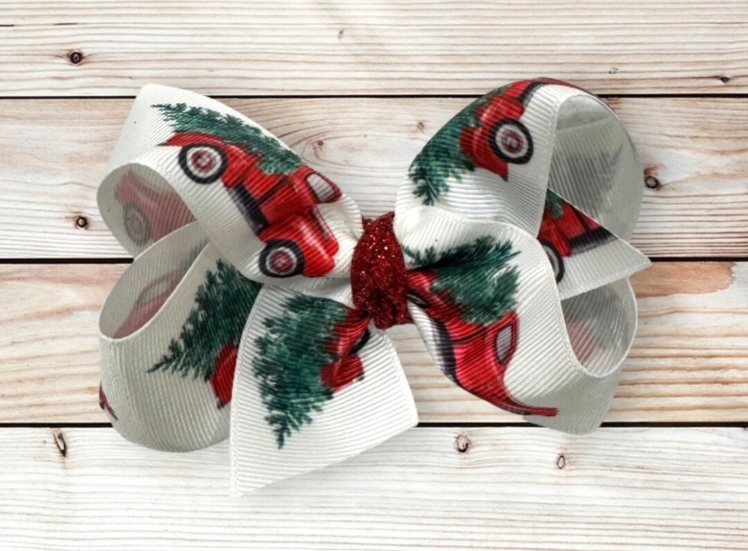 Christmas Truck Hair Bow Red Wagon Truck Bow Girls Hair Bows - Etsy