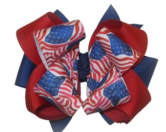 American Flag Hairbow, Patriotic Hair Bows, Boutique Bows, American ...