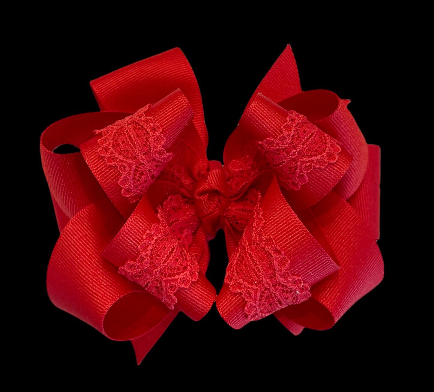 Red Lace Hair Bow