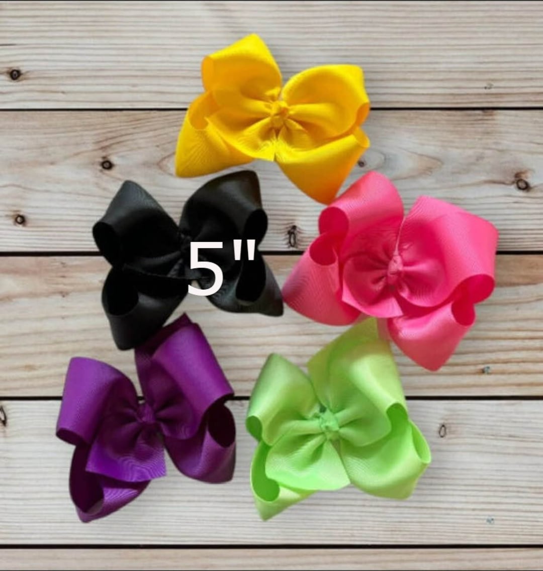 Large 5 Inch Boutique Hair Bow Package of 5 Hairbows in Your Choice of ...