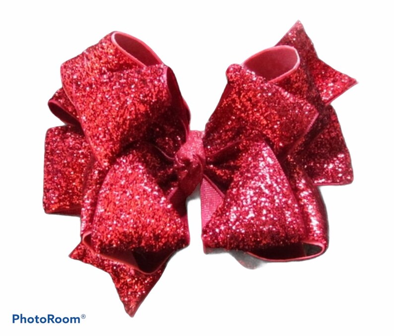 Red Glitter Bow Big Red Bow Glitter Hairbows Christmas Hair - Etsy