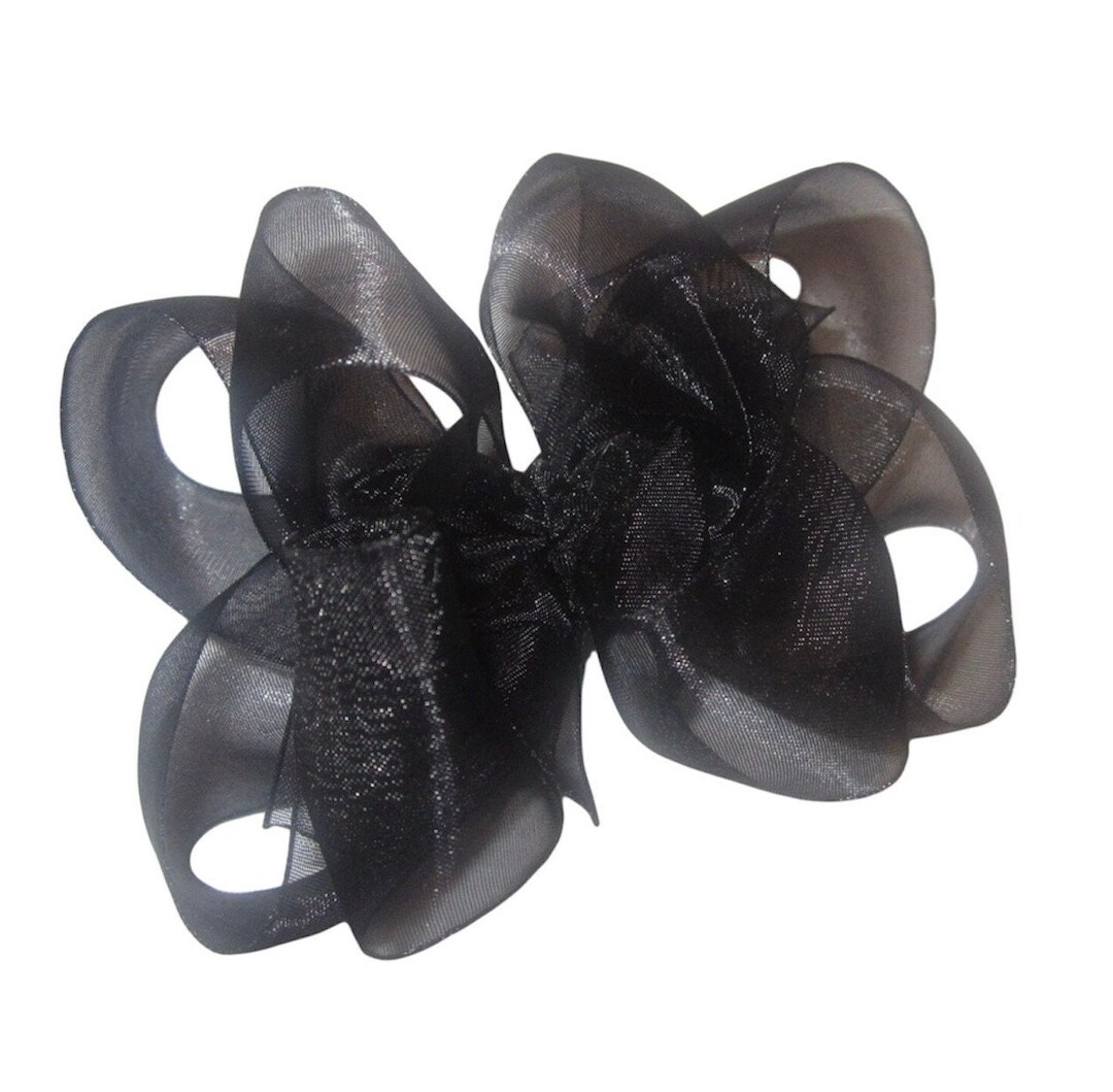 Black Organza Hair Bow, Sheer Hairbow, Formal Bows, Black Hair Bows ...