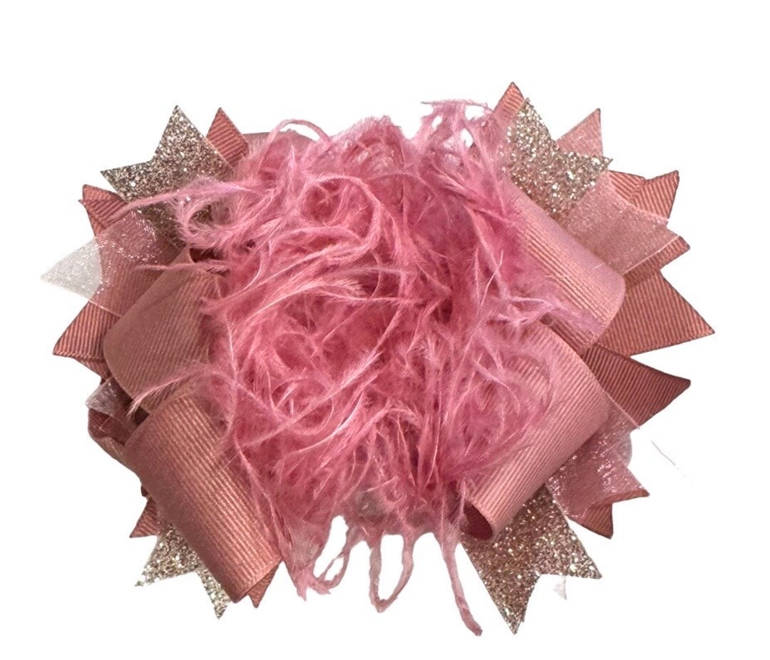 Mauve Bow, Over the Top Hairbow, Feather Hair Bow, Girls Mauve Over the ...