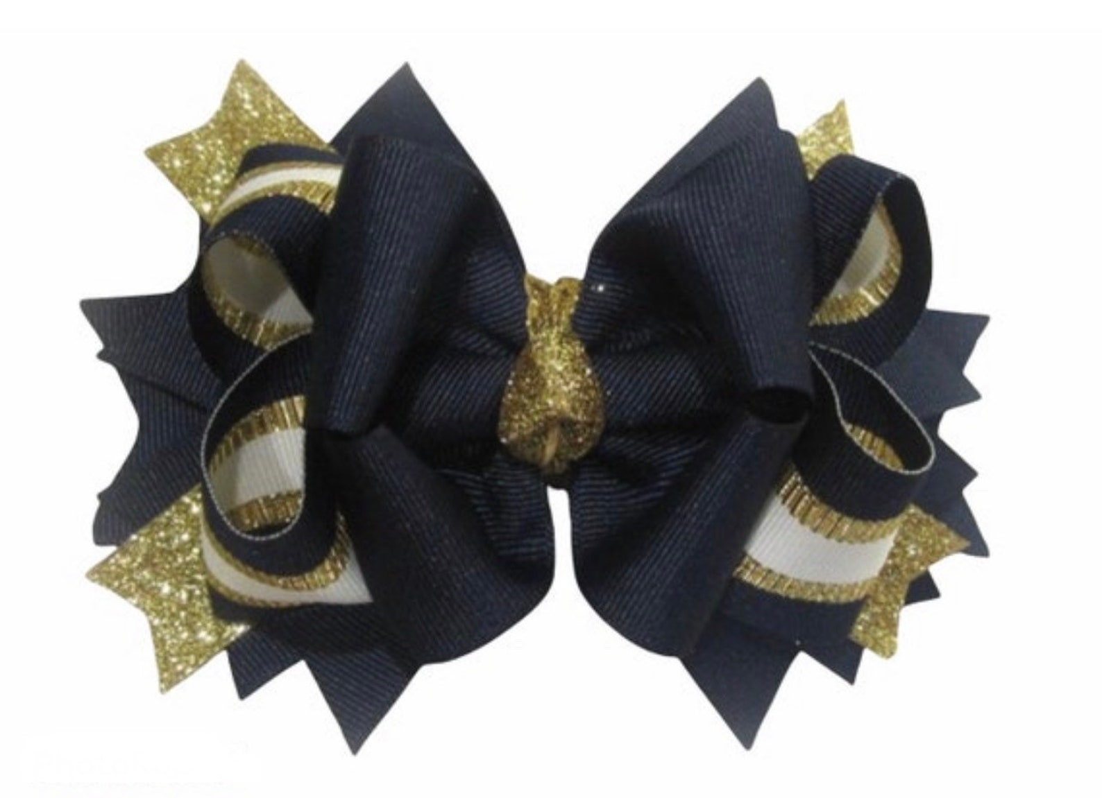 Nautical Hair Bow, Gold Hairbow, Glitter Nautical Bow, Girls Boutique ...