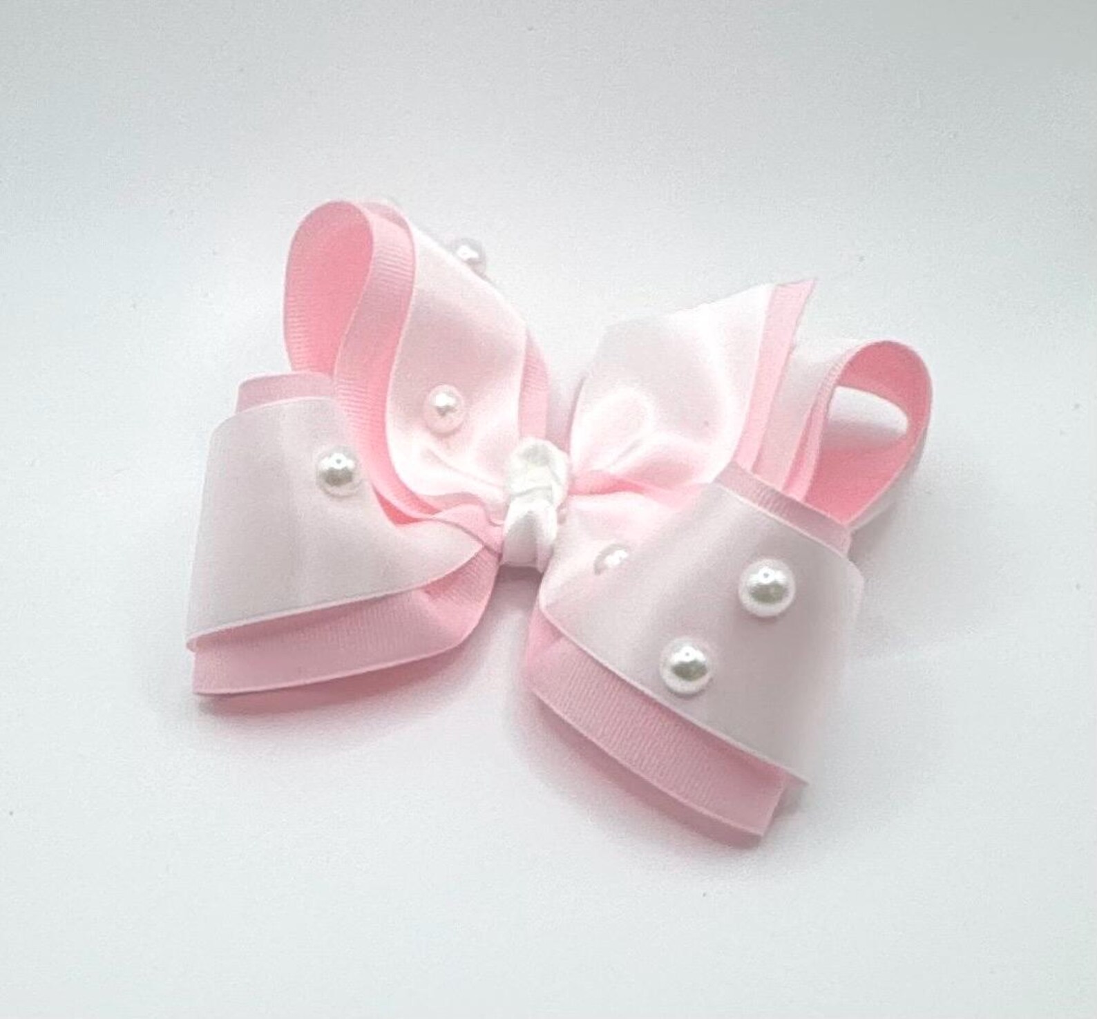 Pink Satin Bow With Pearls, Girls Large White Southern Bow, Coquette ...