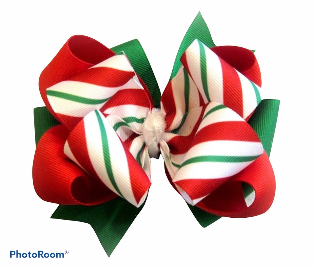 Candycane Bow Candy Cane Hairbow Christmas Bows Holiday - Etsy