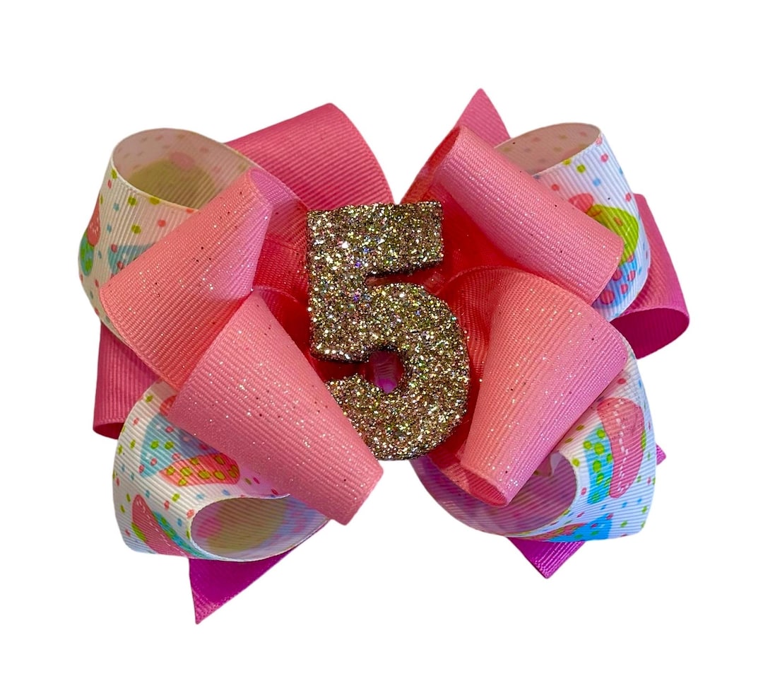 Birthday Hair Bow, Baby Girl Birthday Bow, Personalized Age Number ...