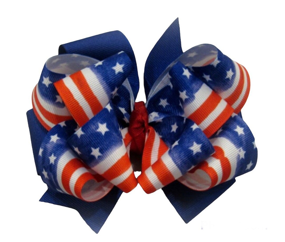 American Flag Hair Bow, Weathered American Flag Bow, Patriotic Hair Bow ...