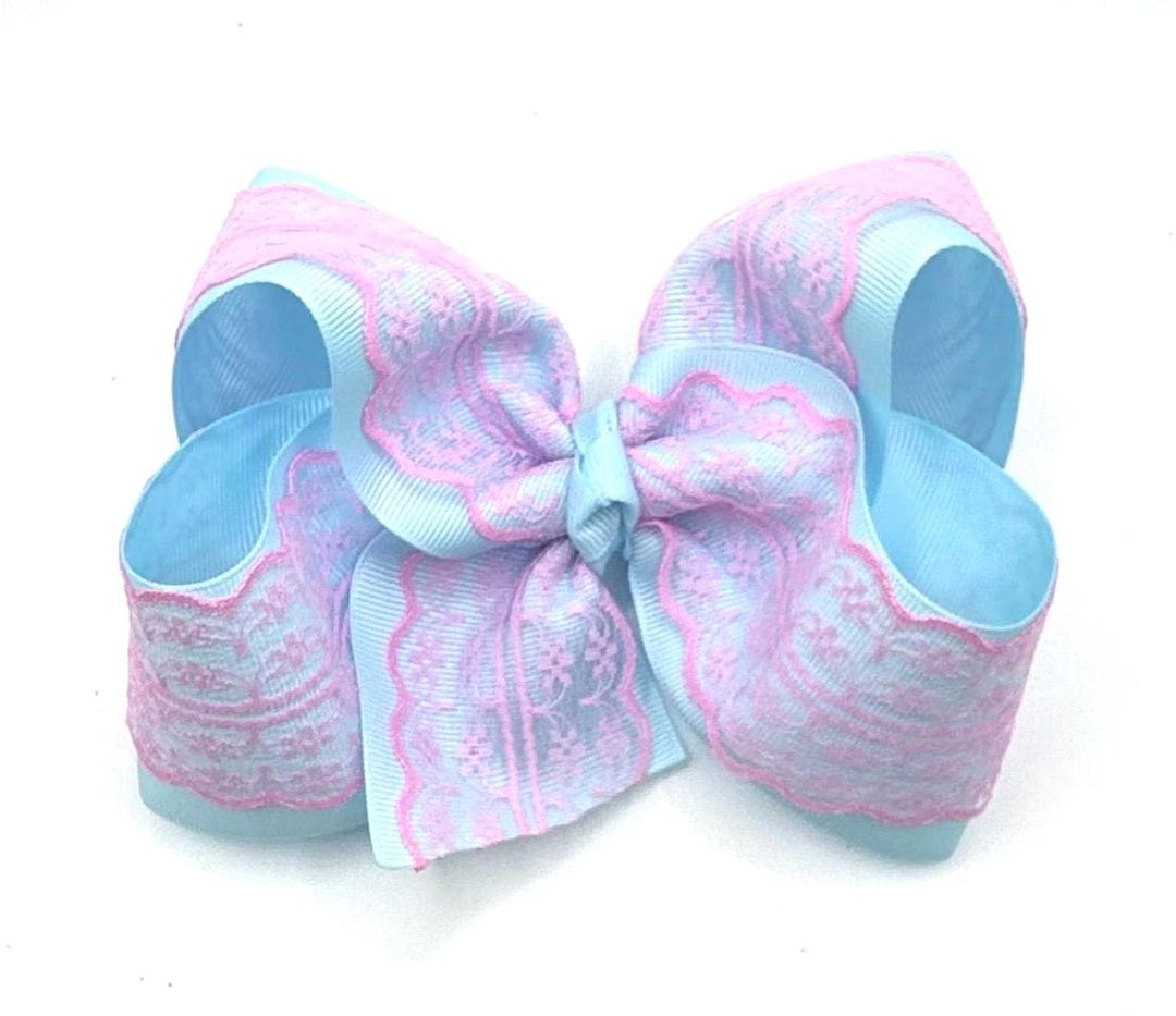 Pink Lace Hair Bow, Jumbo Hair Bow, Large 6 Inch Bows, Big Sized Bows ...