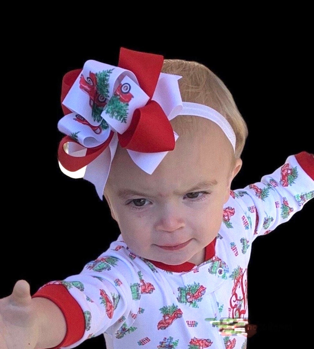 Christmas Truck Hair Bow, Red Wagon Truck Bow, Holiday Hair Bows for ...