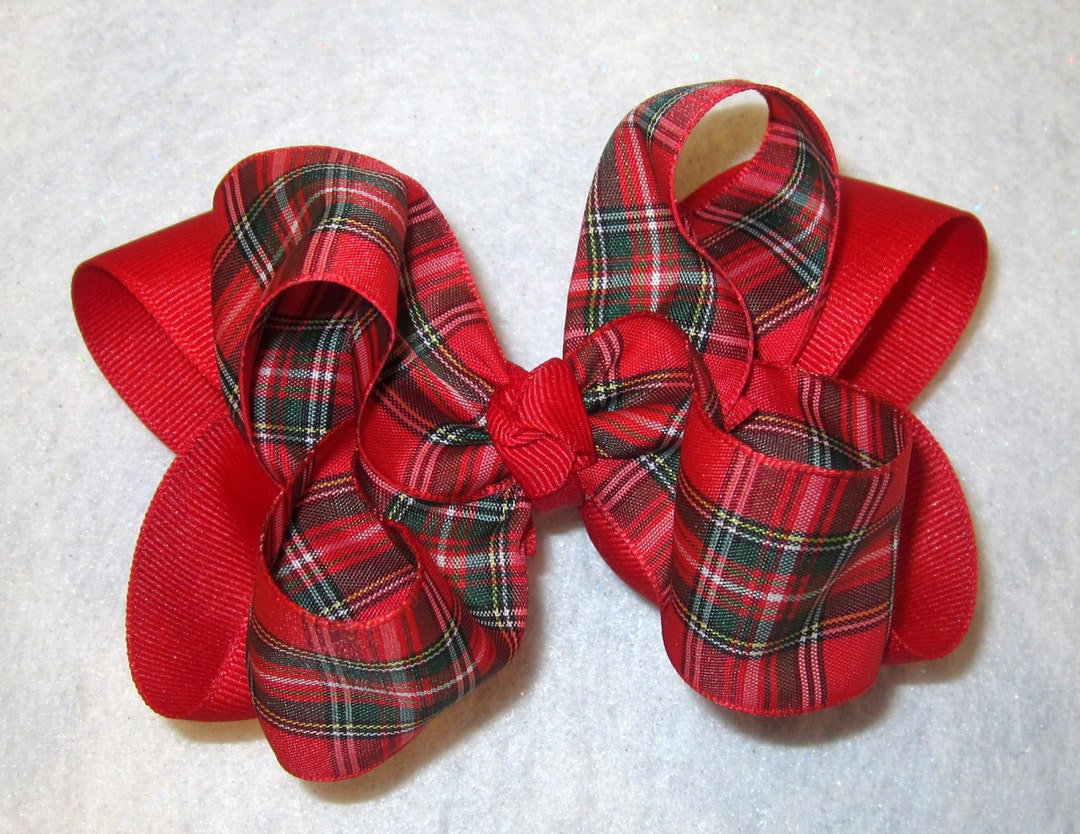 School Uniform Bow, Plaid Hairbow, BTS Bows, Holiday Bows, Christmas ...