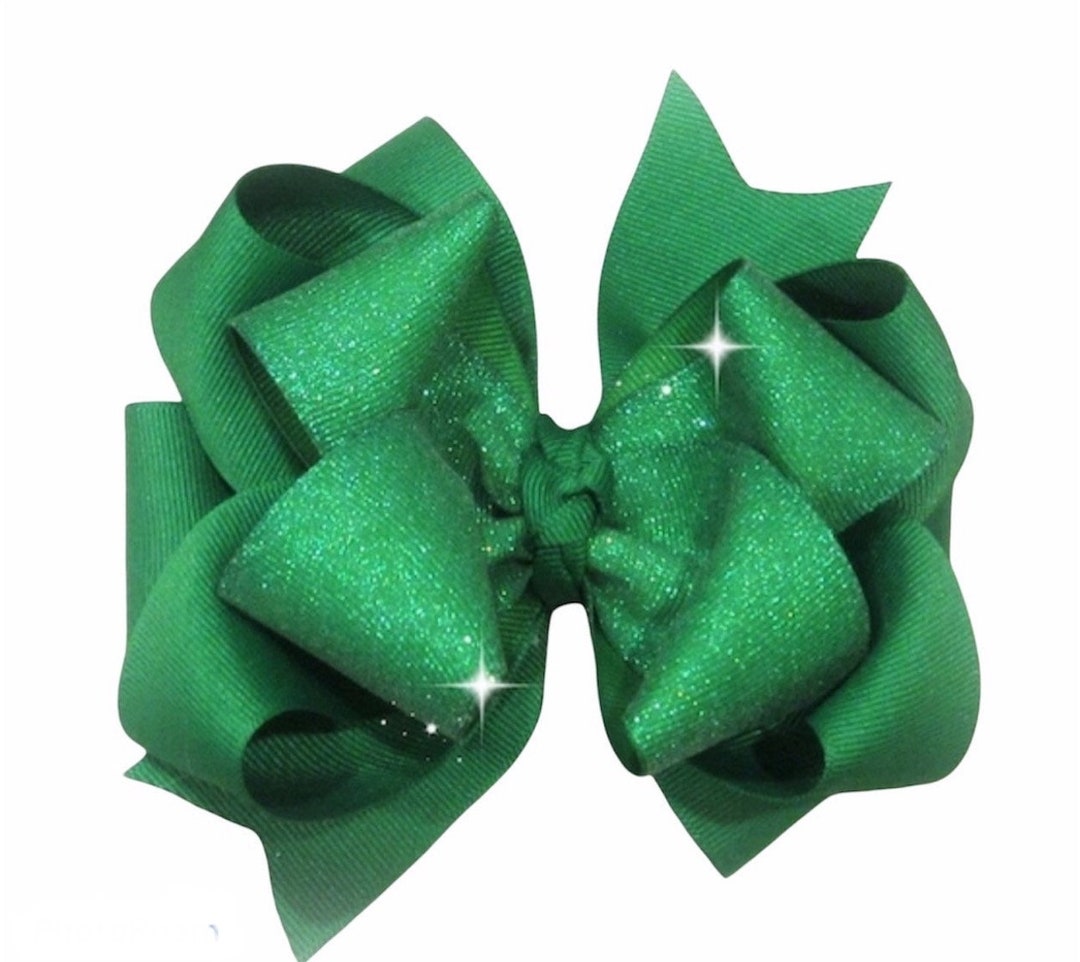 Green Glitter Bow, Big Green Bow, Green Hairbows, Glitter Bows, Emerald ...