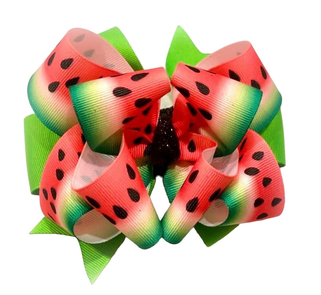Watermelon Bow, Pink Watermelon Hairbow, Lime Green Bow, Watermelon ...