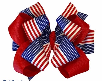 American Flag Hair Bows - Etsy