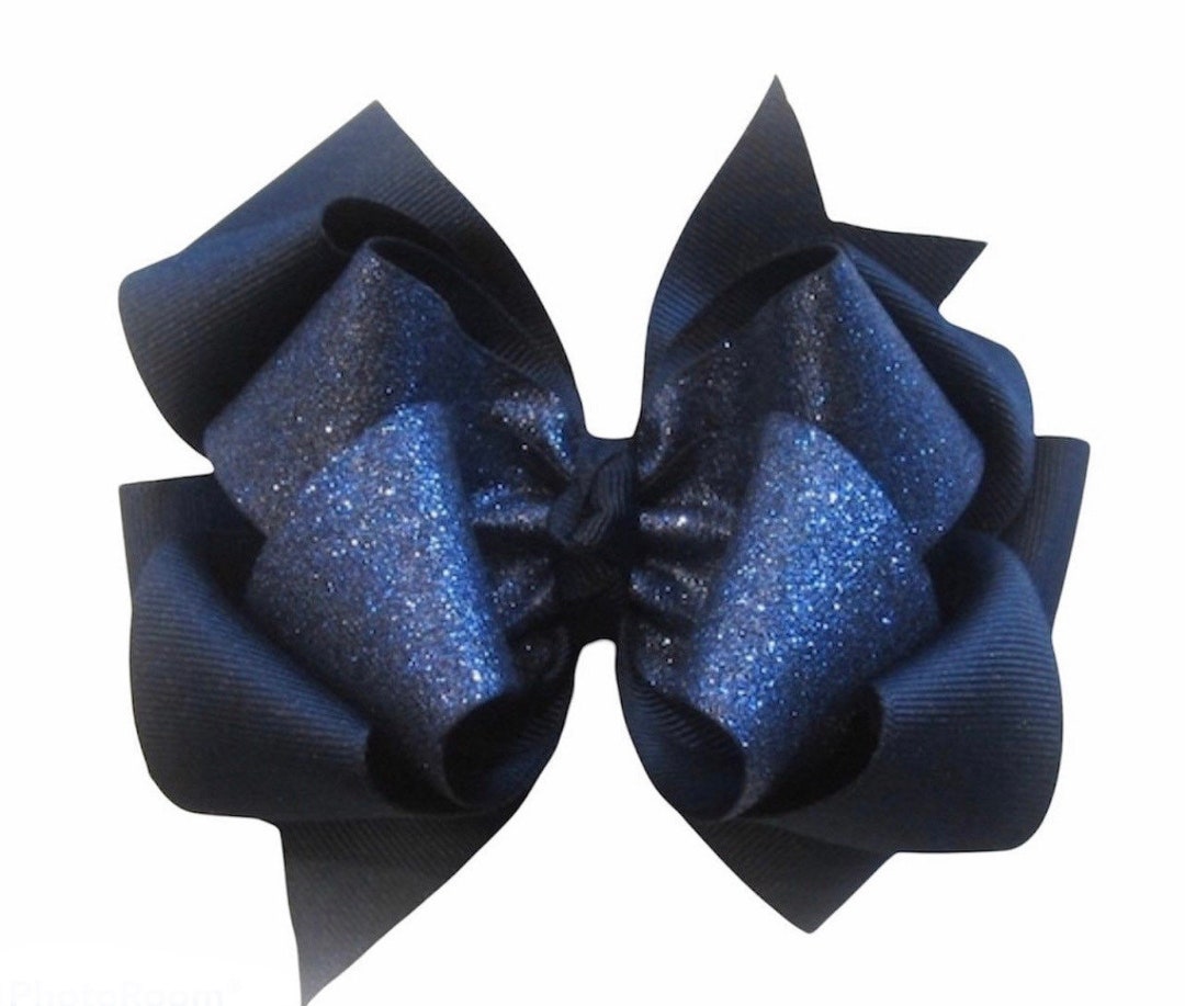 Navy Glitter Bow, Big Blue Bow, Navy Hairbows, Glitter Bows, Navy ...