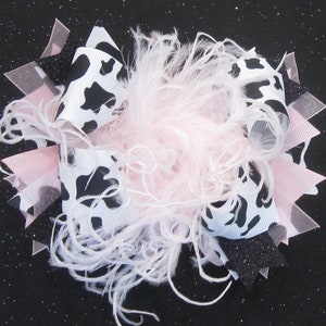 Cow Print Over the Top Bow, Pink Cow Hair Bow, Over the Top Hairbow ...