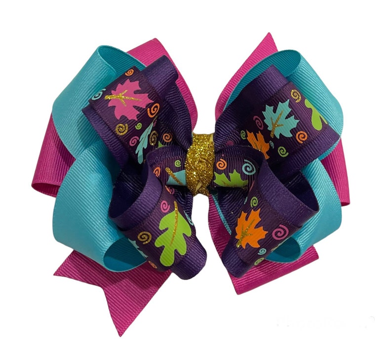 Purple Leaves Hair Bow Fall Leaves BTS Bows Back to School - Etsy