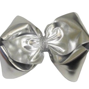 Silver Metallic Holographic Hair Bow, Silver Hologram Bow, Big Hairbows ...