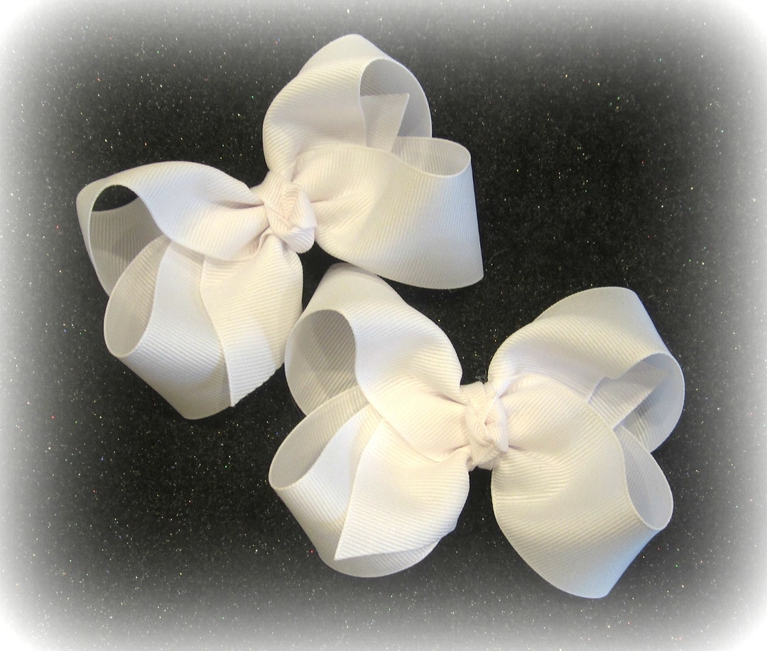 White Piggie Bows for Girls and Baby, Piggies for Toddler, White 4 ...