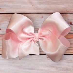 Baby Pink Satin Bow, Big Pink Hair Bow, 5 Inch Bow, Girls Boutique Bows ...