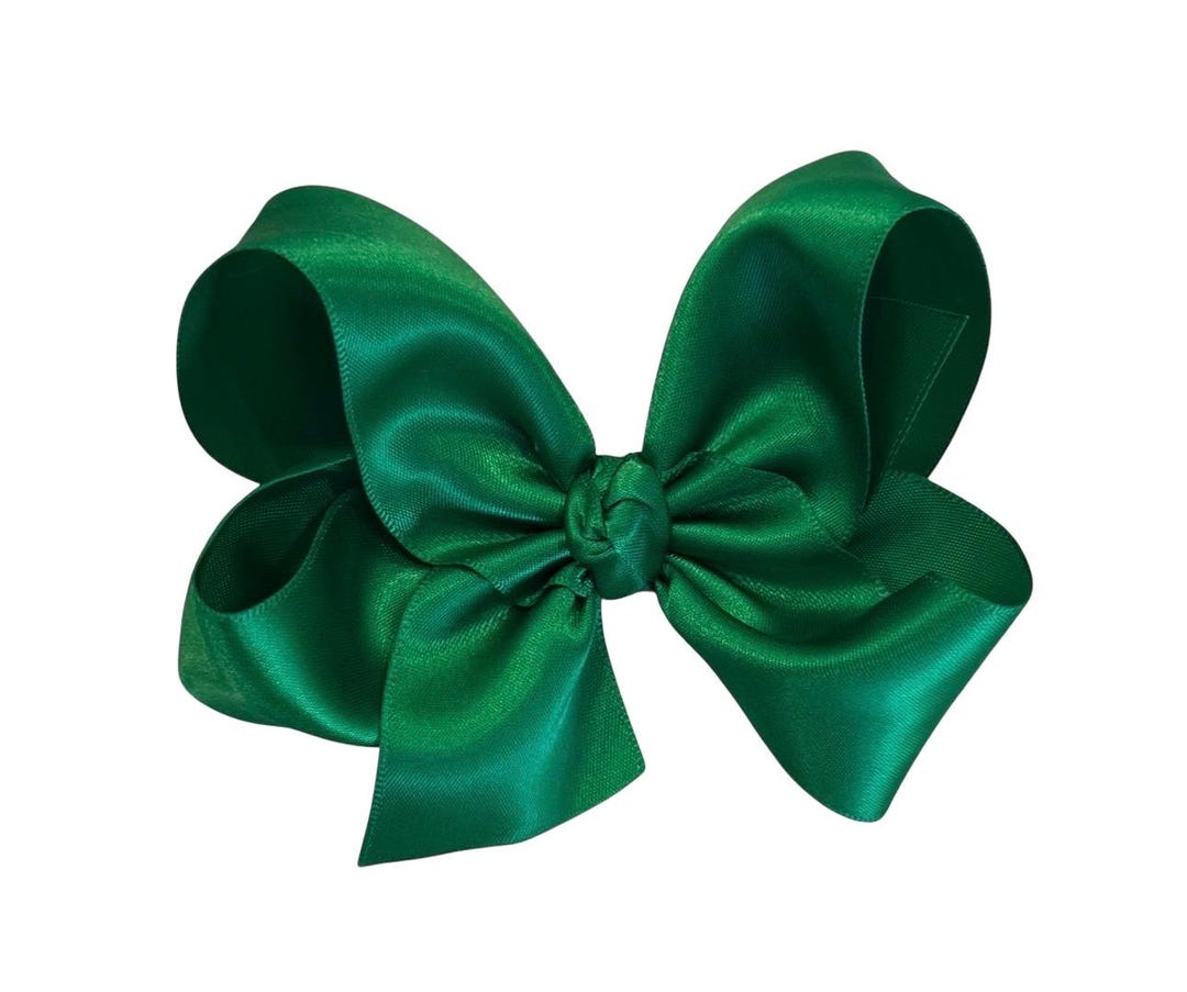 Emerald Green Satin Hair Bow, 4 Inch Satin Bow, Green Boutique Twisted ...