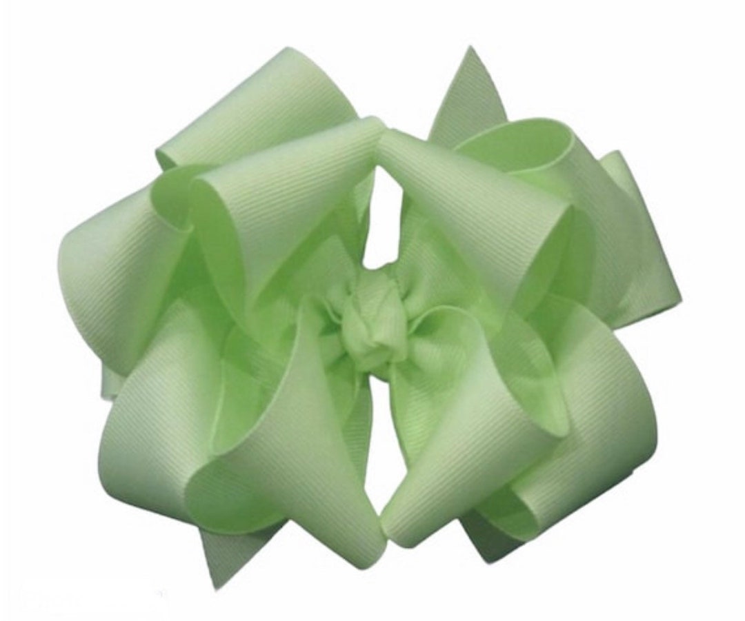 Pastel Green Hair Bow, Soft Green Hairbows, Triple Layered Hairbow, Big ...