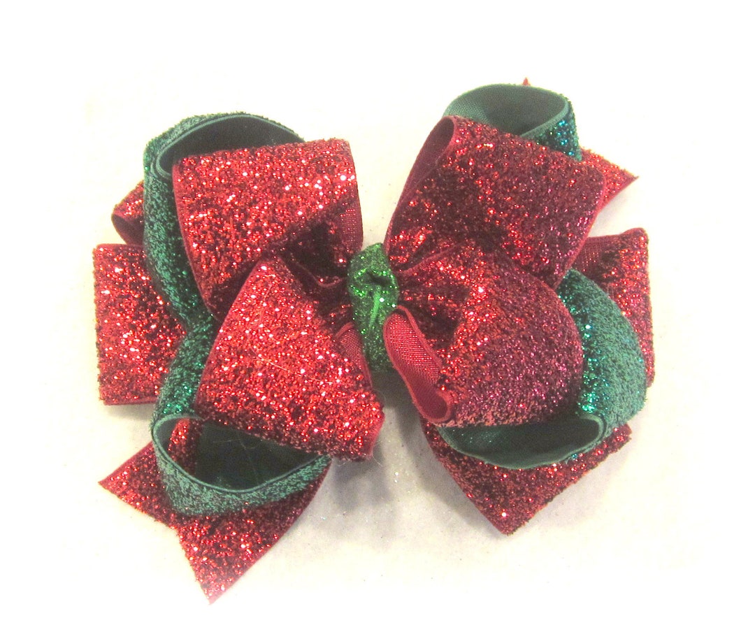 Red Glitter Bow, Big Red Bow, Glitter Hairbows, Christmas Hair Bow ...