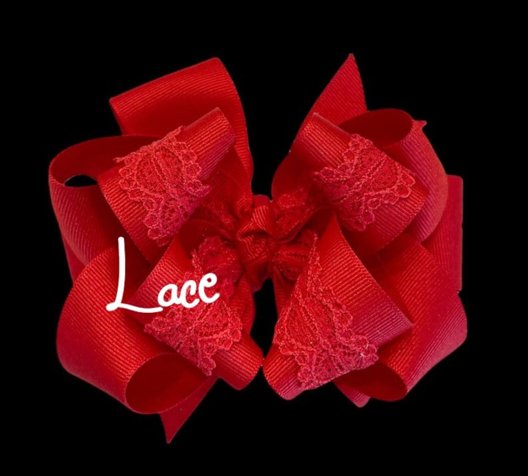 Lace Hairbow, Red Lace Bow, Bows, Red Hairbow, Triple Layered Bow, Baby ...
