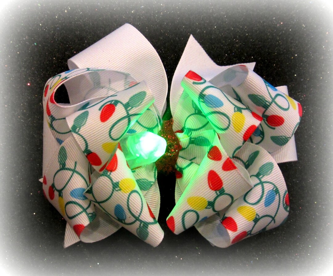 Christmas Lights Bow, Christmas Tree Lights, Lighted Hairbow, Lights ...