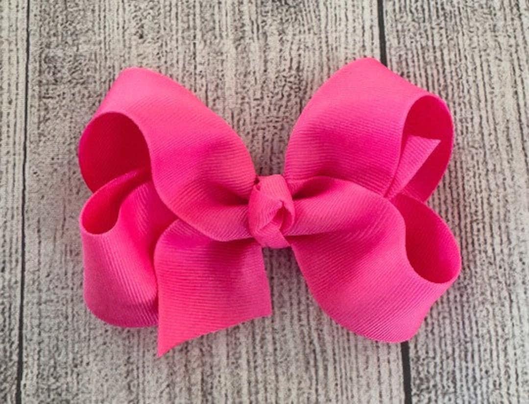 Neon Pink Hairbows, Hair Bows, Headbands, Pink Bows for Baby Girl, 4 ...