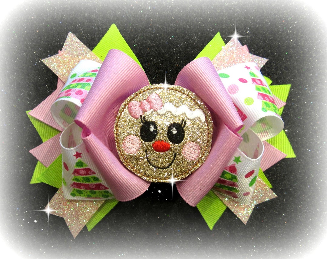 Gingerbread Christmas Bow, Holiday Gingerbread Girl Bow, Glitter Bow ...