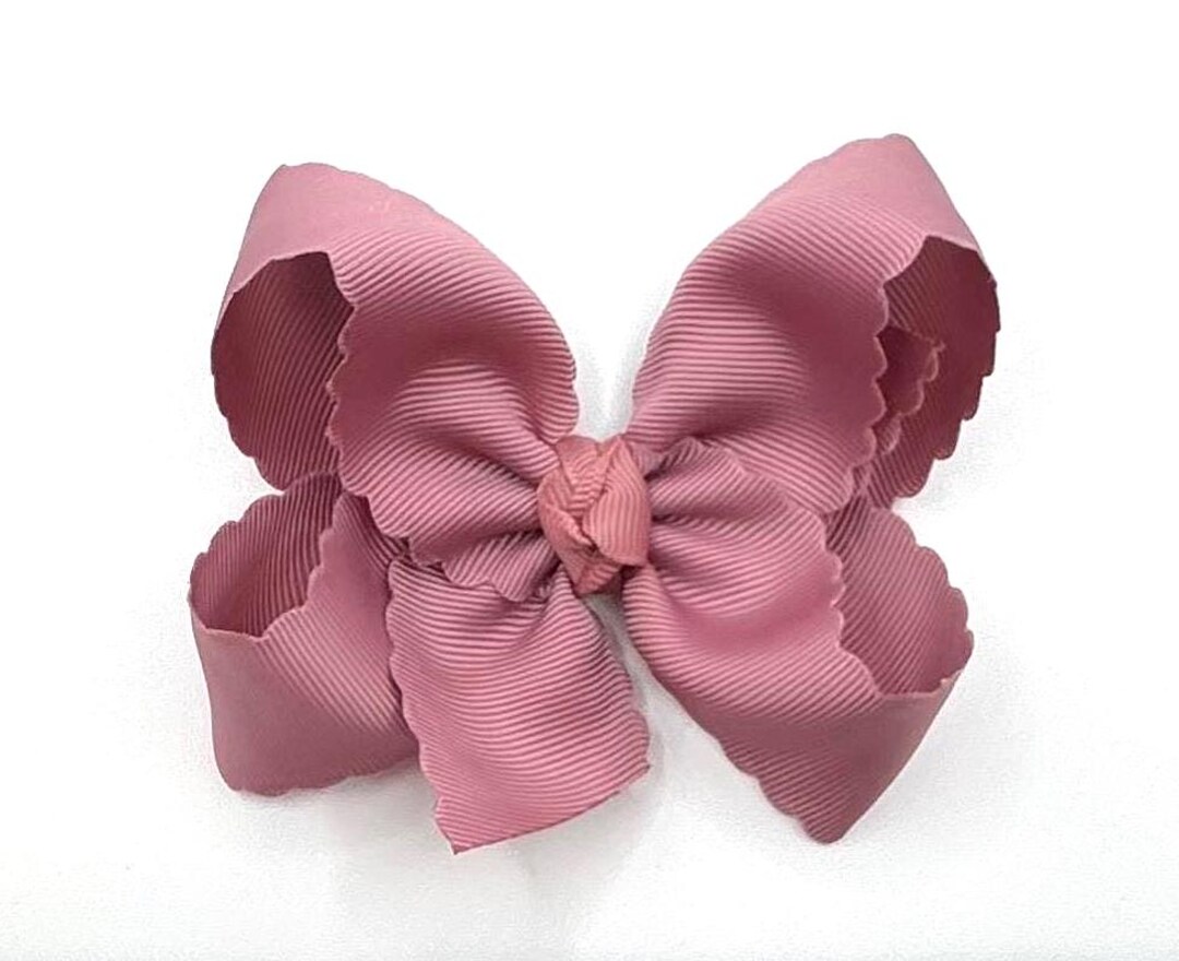 Scalloped Edge Bows, Mauve Hair Bow, Bows for Girls, Bows With Clip ...