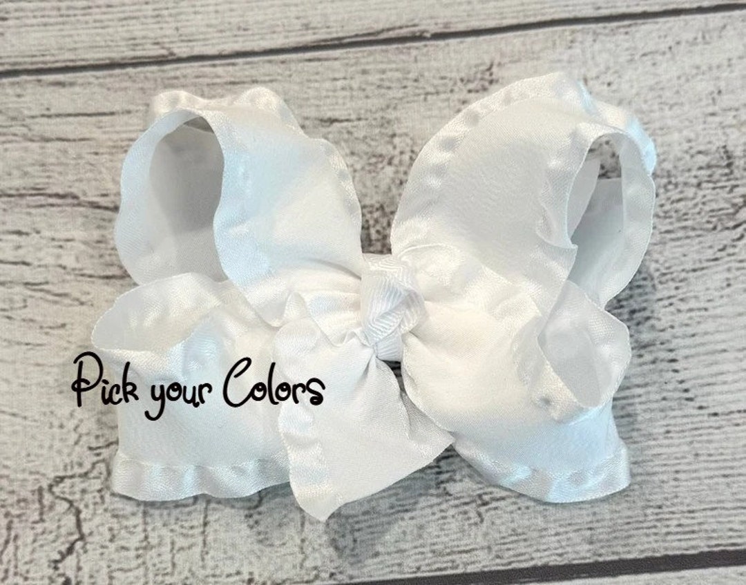 Double Ruffle Bow, Hair Bows, You Pick Colors, Ruffle Hair Bows, Medium ...