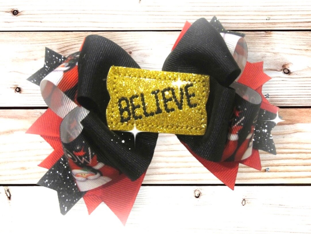 Believe Hair Bow, Train Ticket Bow, Golden Ticket Hair Bow, Polar Bow ...