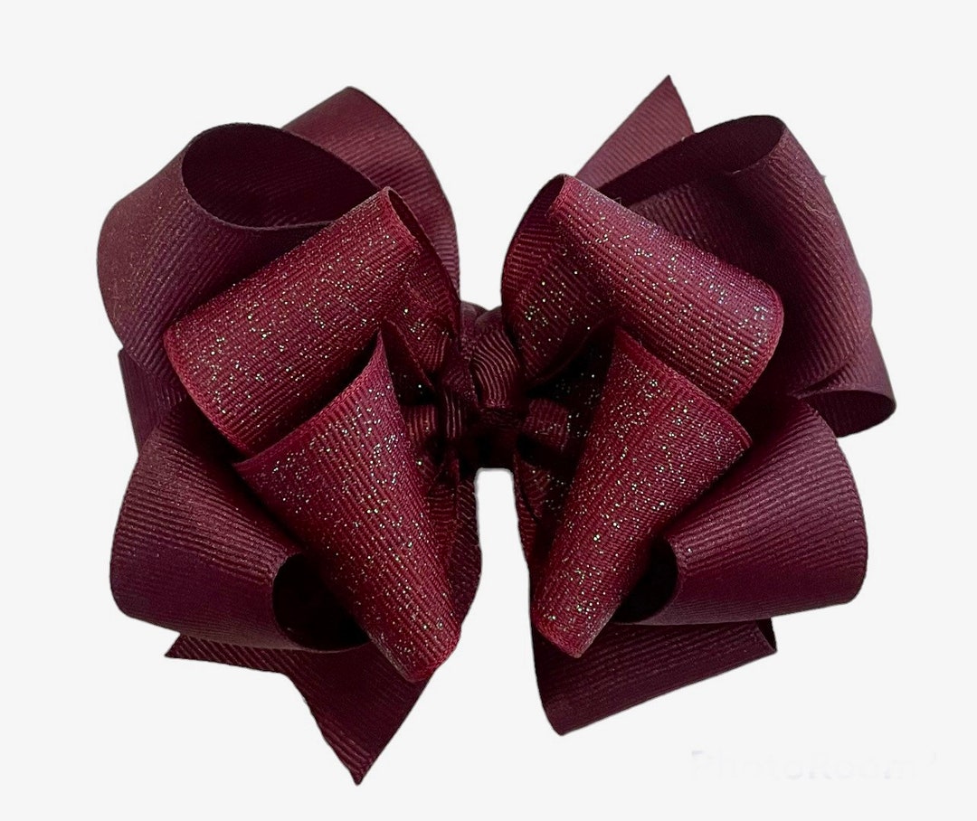 Burgundy Glitter Bow, Big Maroon Bow, Hairbows, Glitter Bows, Wine ...
