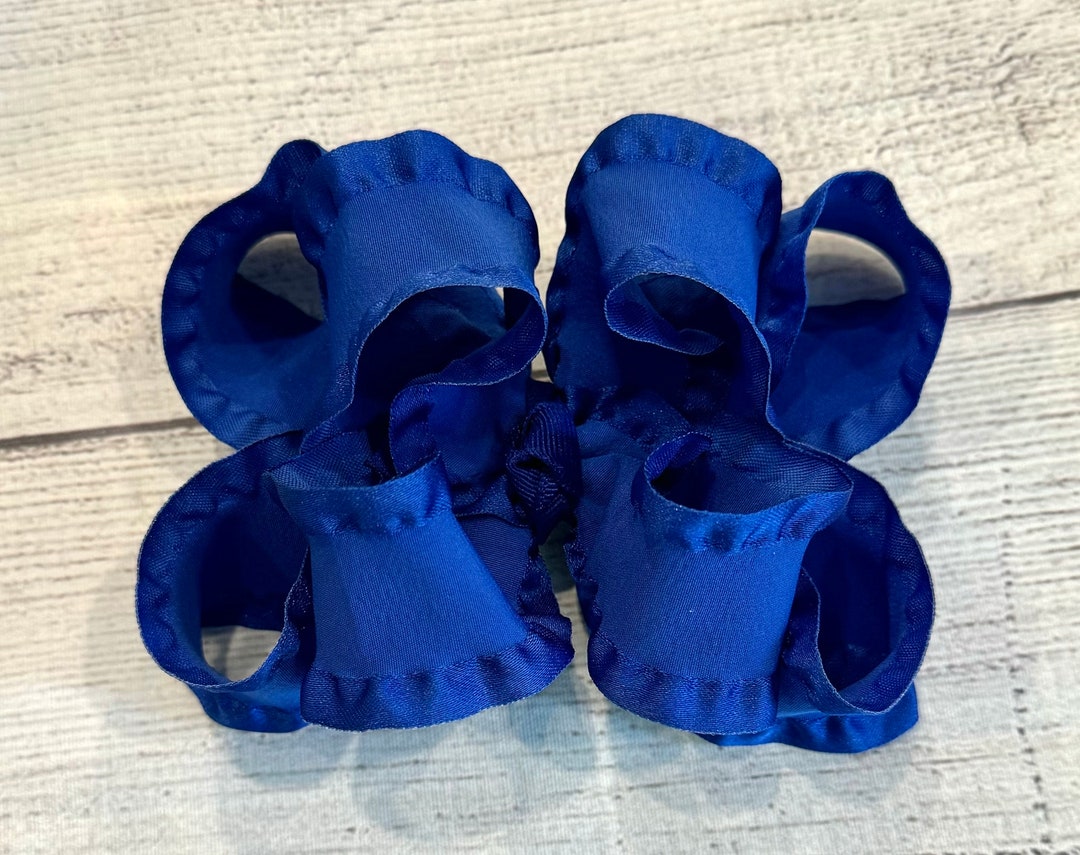 Royal Blue Double Hair Bow, Double Ruffle Bows, Bow, Royal Bows, School ...