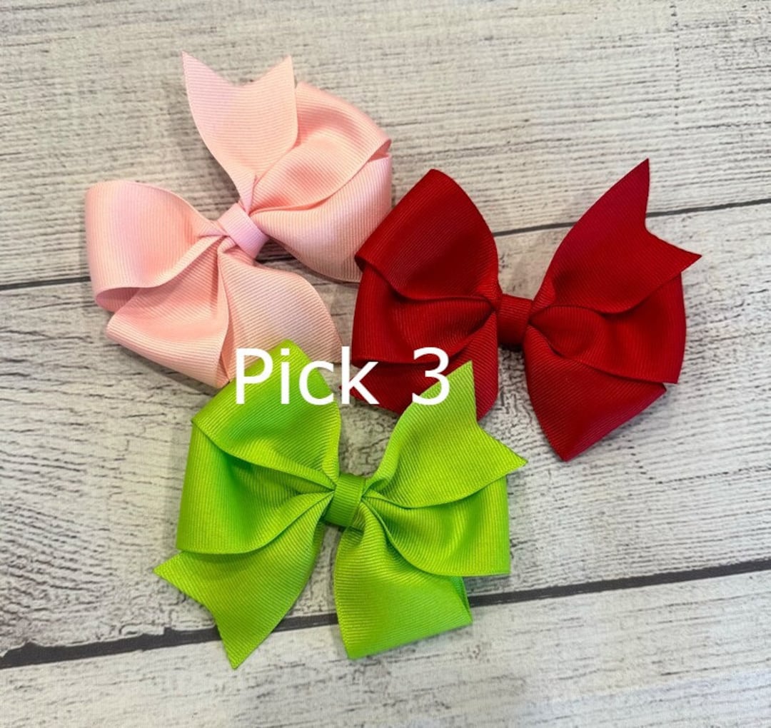 Set of 3 Custom Hair Bows, You Pick Colors, 4 Inch Pinwheel Bows, Hair ...