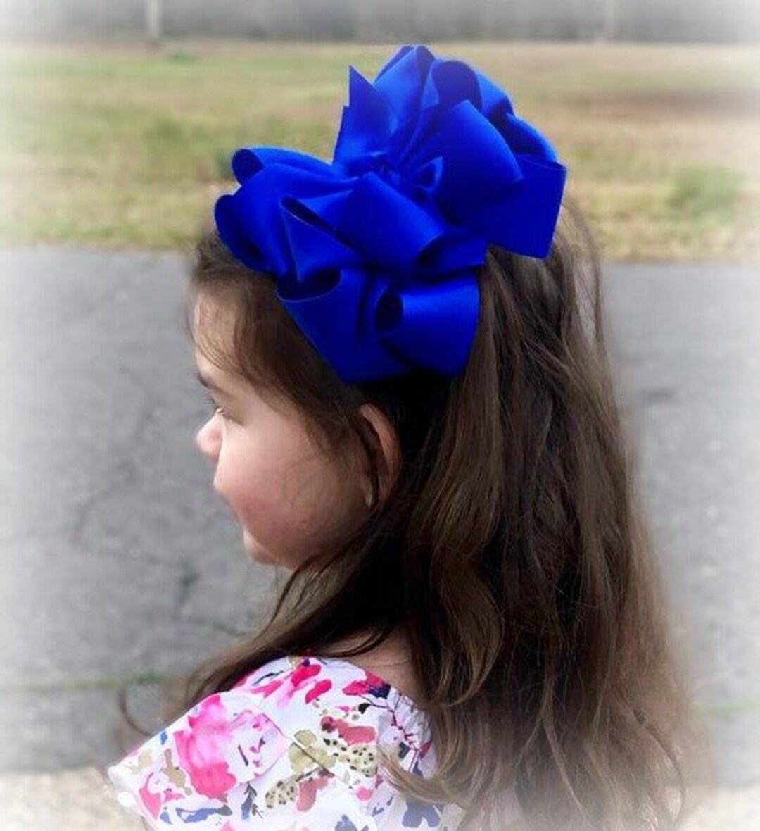 Neon Blue Bow, Big Blue Bow, Hairbow, Double Layered Boutique Bow, 6 ...