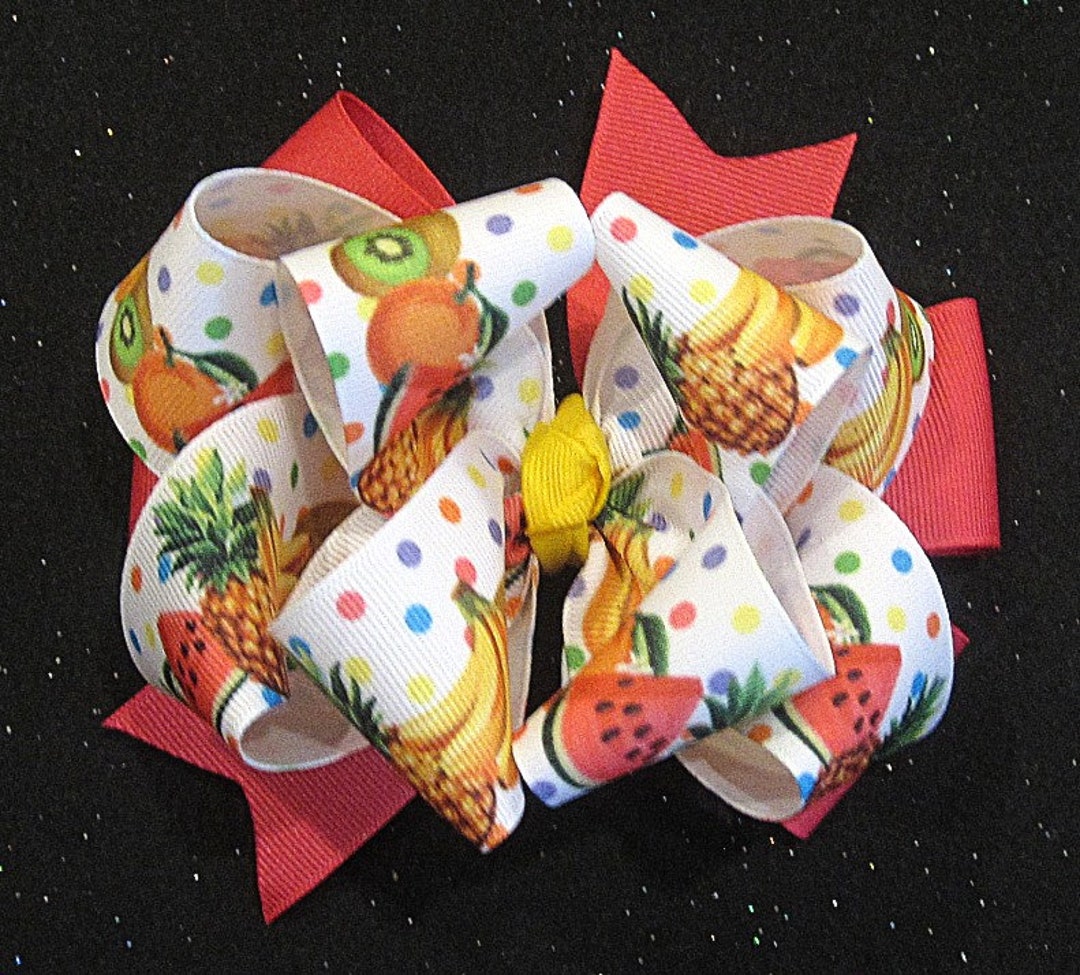 Pineapple Hair Bow, Bright Tropical Fruit Bow, Watermelon Hair Bow ...