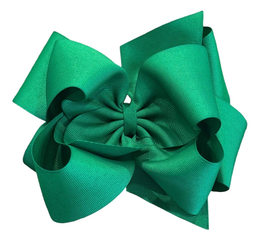 Extra Large Hair Bow in Emerald Green, Double Layered Big Bows, 6 Inch ...