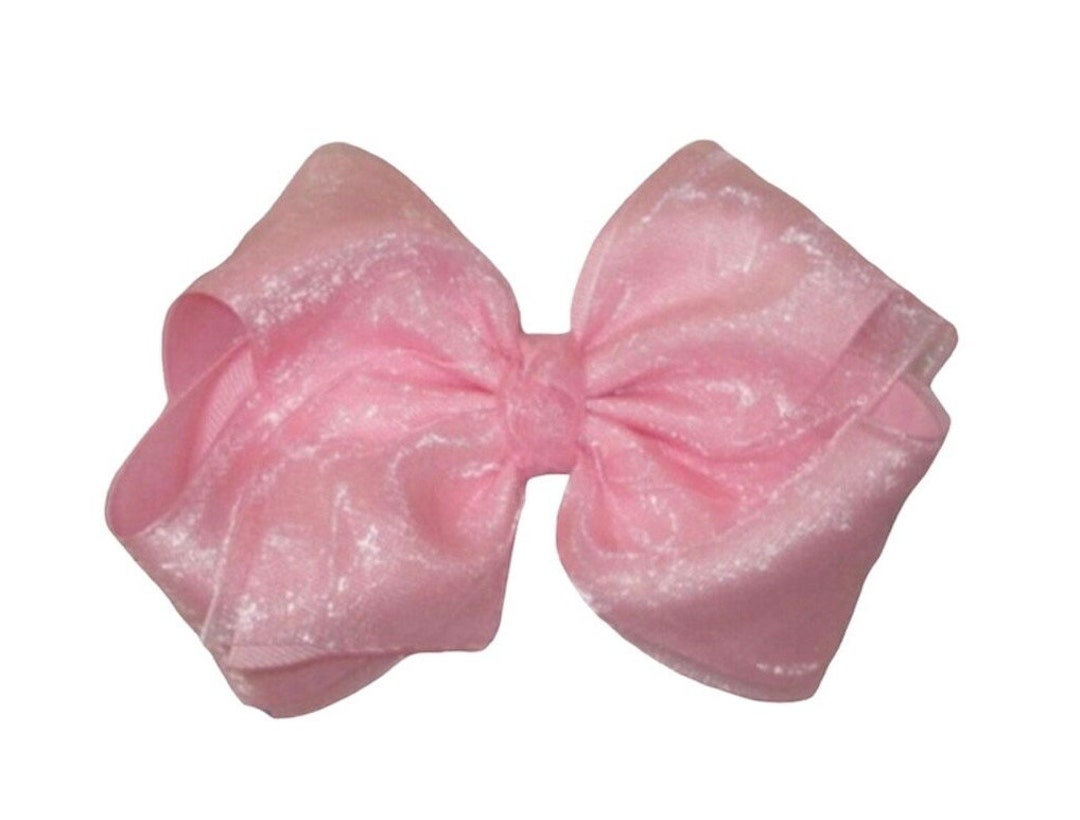 Big Pink Bow, Organza Pink Hairbows, Large Baby Pink Bow, 5 Inch ...