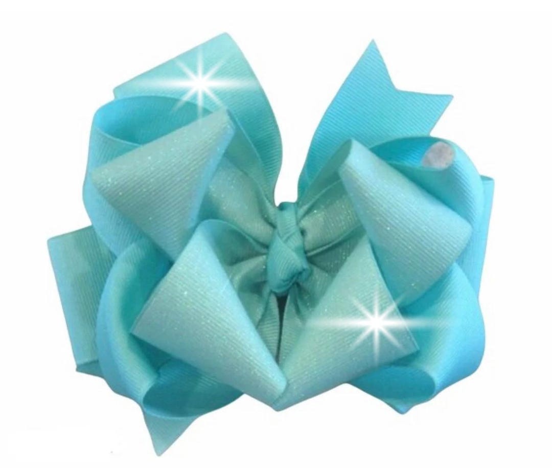 Glitter Hairbows, Baby Blue Hair Bow, Big Baby Glitter Bow, Light Blue ...