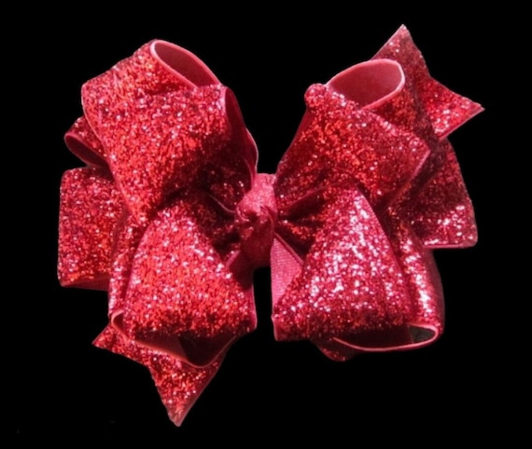 Red Glitter Bow, Big Red Bow, Glitter Hairbows, Christmas Hair Bow ...