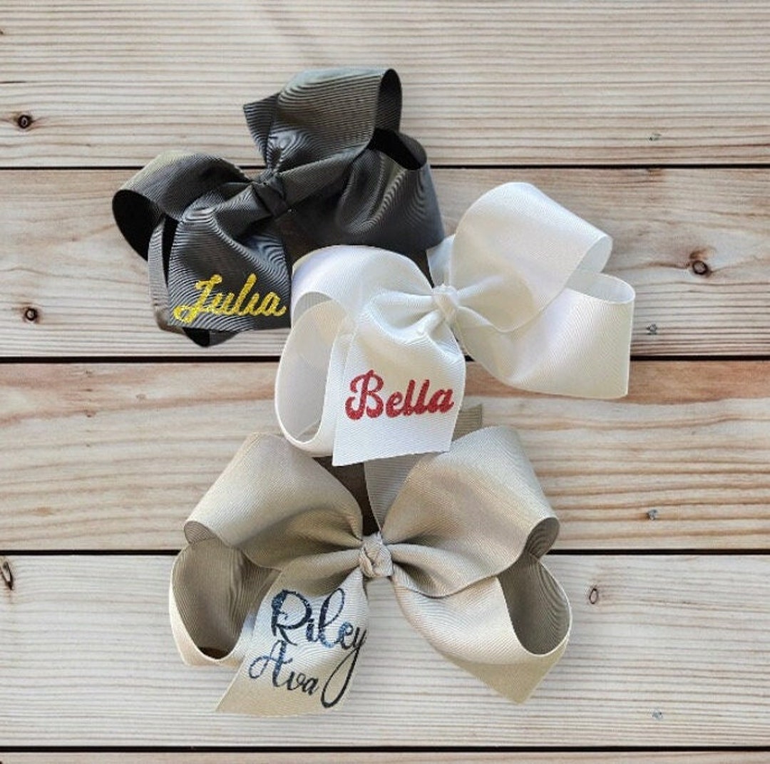 Custom Glitter Name Monogram Hair Bow, Personalized Monogram Bows ...