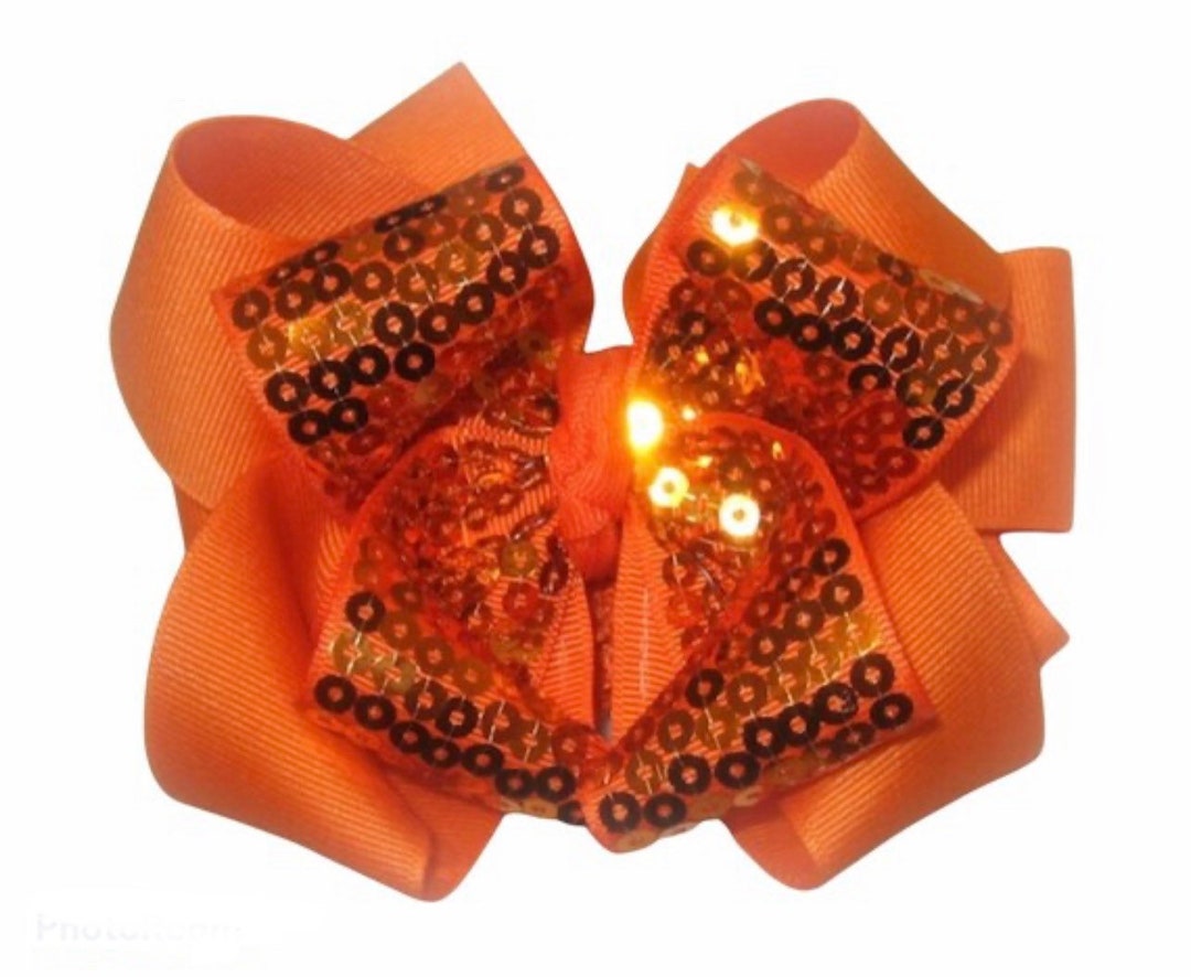 Orange Sequin Bow, Sequin Hair Bow, Big Orange Bow, Hair Bows, Girls ...