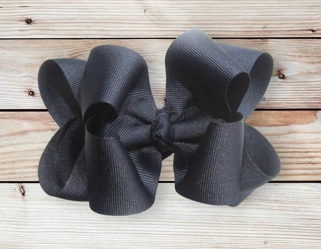 Black Double Hair Bow, Girls Big Bows, Grosgrain Ribbon Bows, Toddler 5 ...